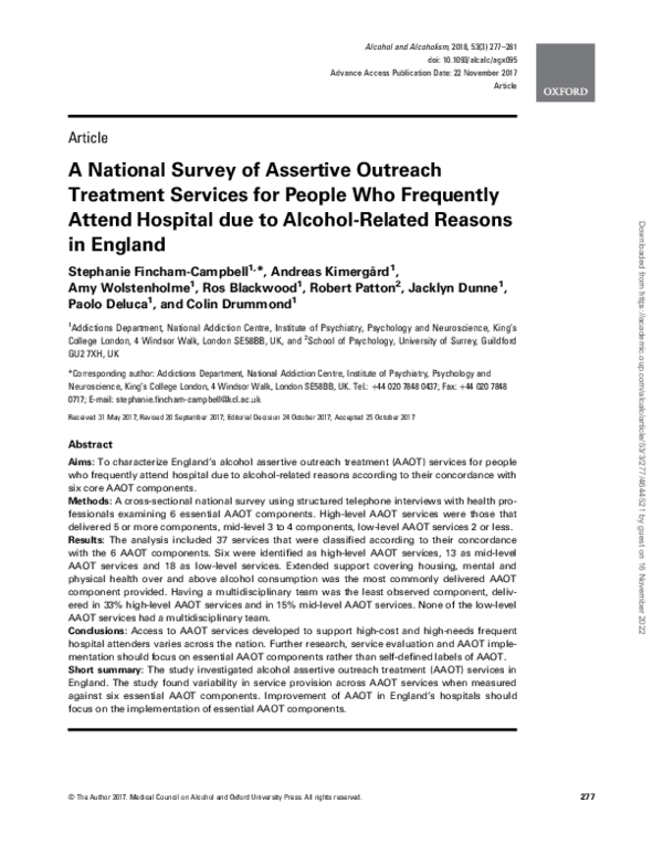 (PDF) A National Survey of Assertive Outreach Treatment Services for ...