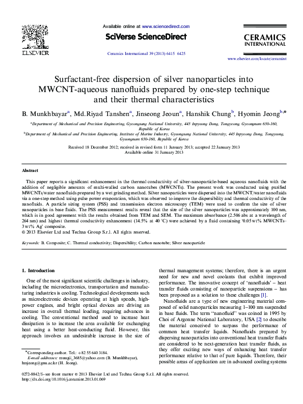 (PDF) Surfactant-free dispersion of silver nanoparticles into MWCNT ...