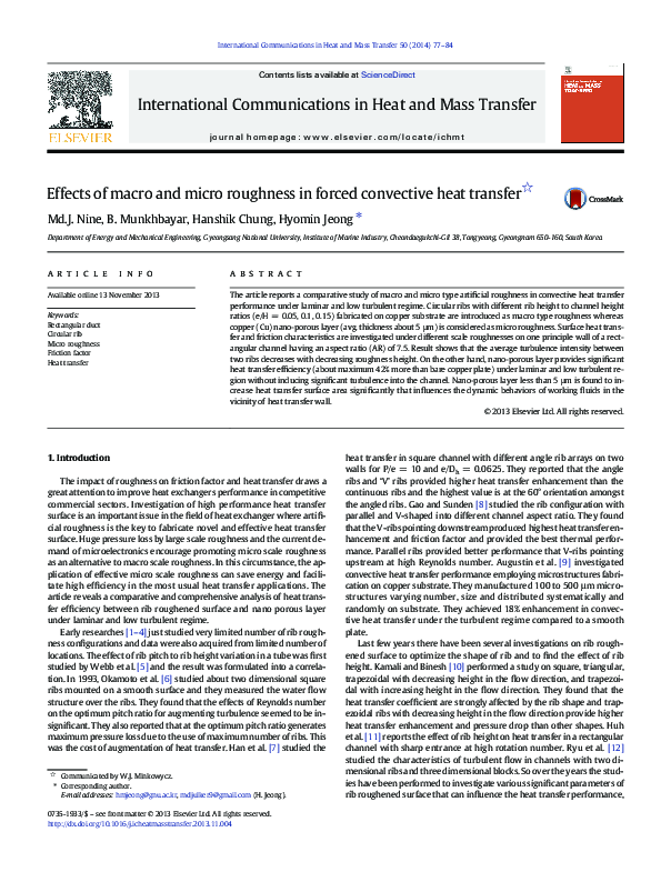 Pdf Effects Of Macro And Micro Roughness In Forced Convective Heat