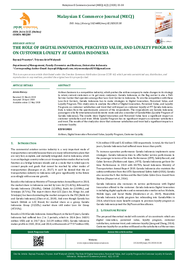 (PDF) The Role of Digital Innovation, Perceived Value, and Loyalty Program on Customer Loyalty ...