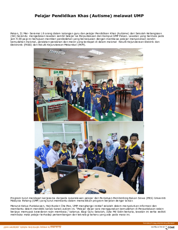 (PDF) Pelajar pendidikan khas (autisme) melawat UMP