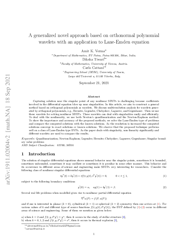 (PDF) A generalized novel approach based on orthonormal polynomial wavelets with an application ...