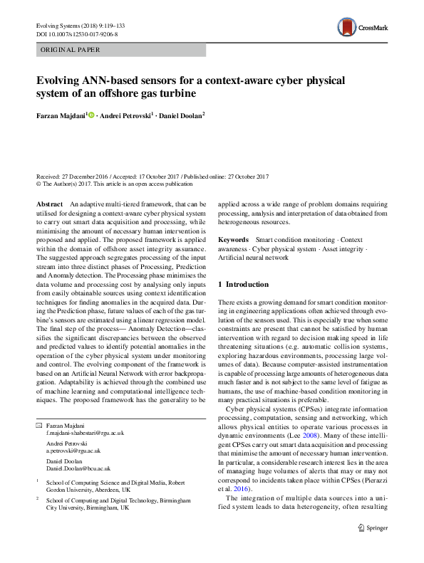 (PDF) Evolving ANN-based sensors for a context-aware cyber physical system of an offshore gas ...