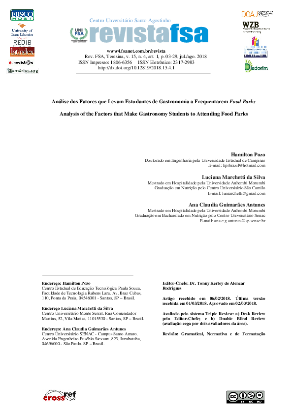 (PDF) Análise dos Fatores que Levam Estudantes de Gastronomia a ...