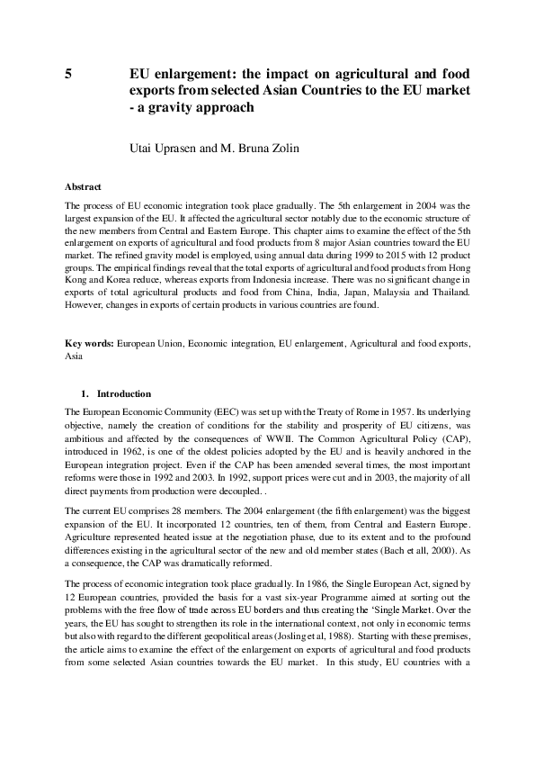 (PDF) EU enlargement: the impact on agricultural and food exports from ...