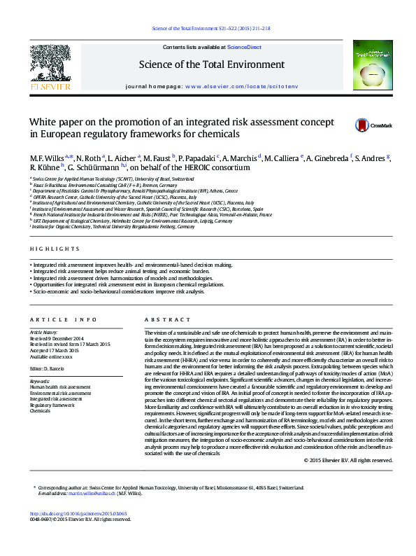 (PDF) White paper on the promotion of an integrated risk assessment ...