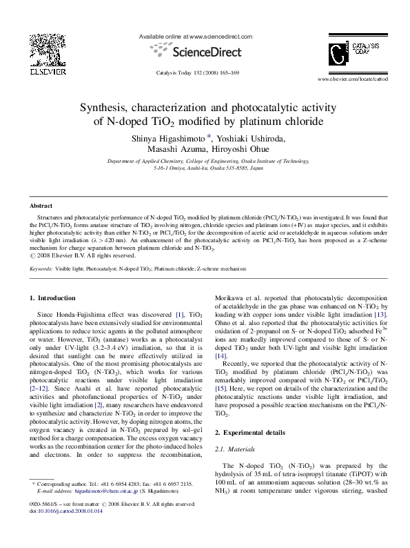 (PDF) Synthesis, characterization and photocatalytic application of ...