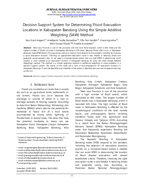 (PDF) Decision Support System for Determining Flood Evacuation ...