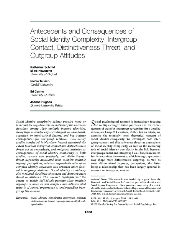 (PDF) Antecedents and Consequences of Social Identity Complexity ...
