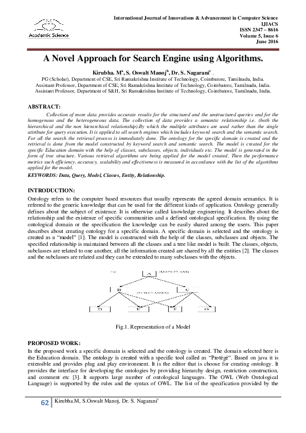 (PDF) A Novel Approach for Search Engine using Algorithms