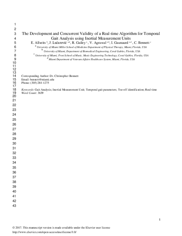 Pdf The Development And Concurrent Validity Of A Real Time Algorithm