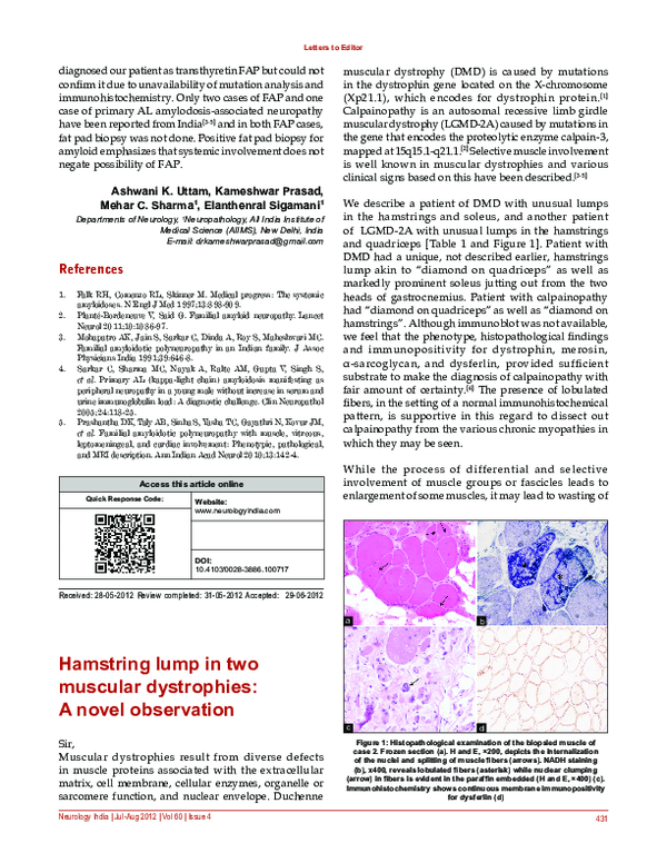 (PDF) Hamstring lump in two muscular dystrophies: A novel observation