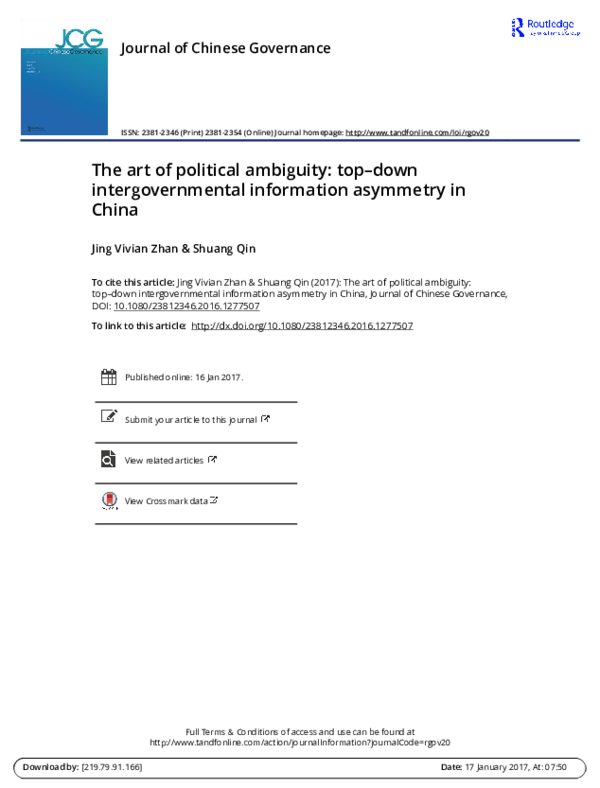 (PDF) The art of political ambiguity: top–down intergovernmental ...