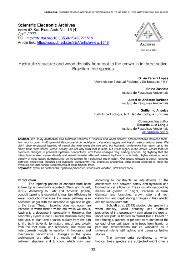 (PDF) Hydraulic structure and wood density from root to the crown in in ...