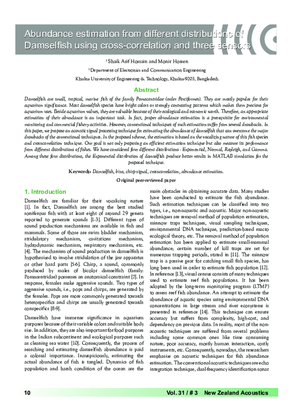 (PDF) Abundance estimation from different distributions of Damselfish using cross-correlation ...