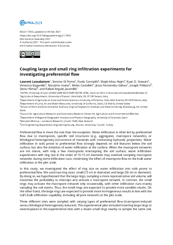 (PDF) Coupling large and small ring infiltration experiments for ...