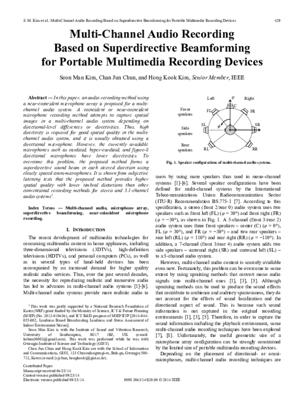 (PDF) Multi-channel audio recording based on superdirective beamforming for portable multimedia ...