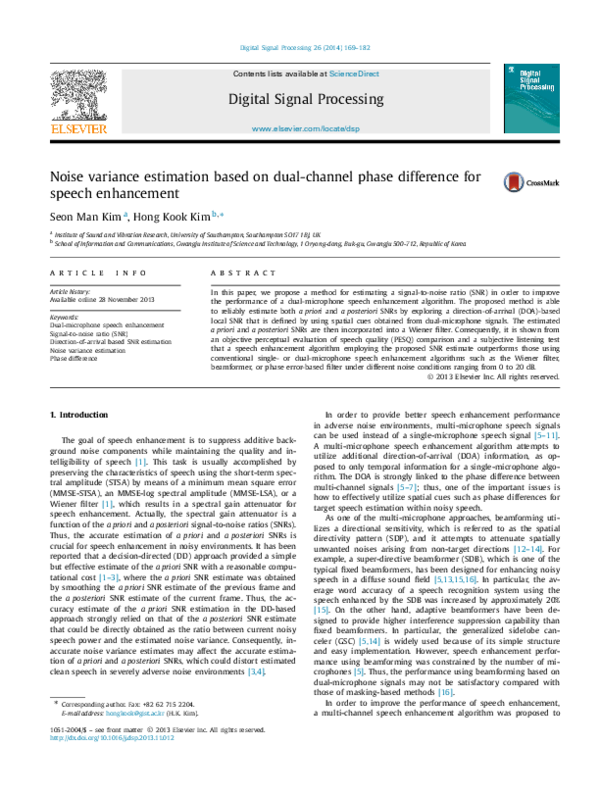 (PDF) Noise variance estimation based on dual-channel phase difference ...