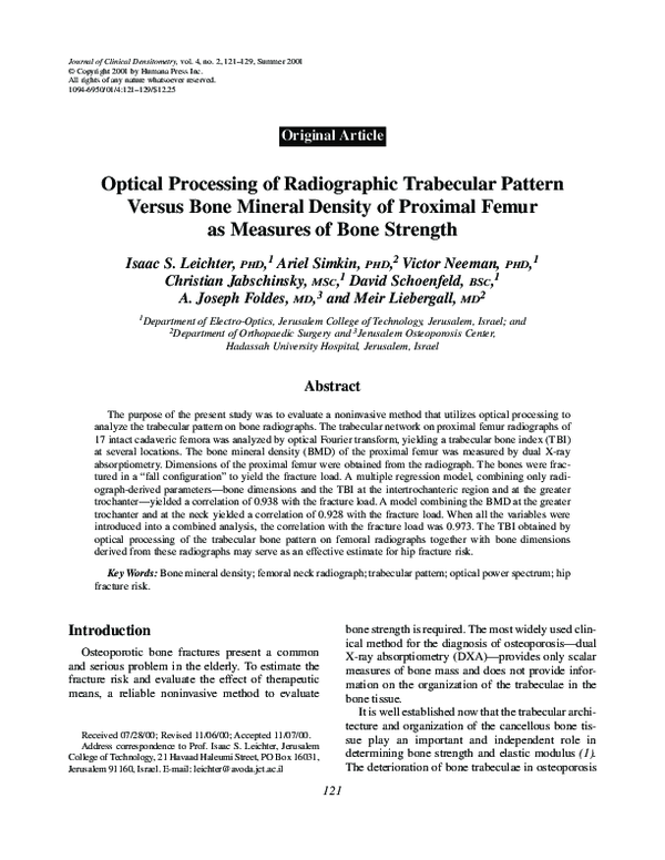(PDF) Optical Processing of Radiographic Trabecular Pattern Versus Bone Mineral Density of ...