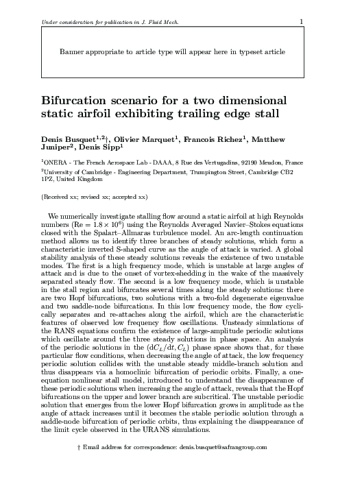 (PDF) Bifurcation scenario for a two-dimensional static airfoil ... (PDF) Bifurcation scenario for a two-dimensional static airfoil ...