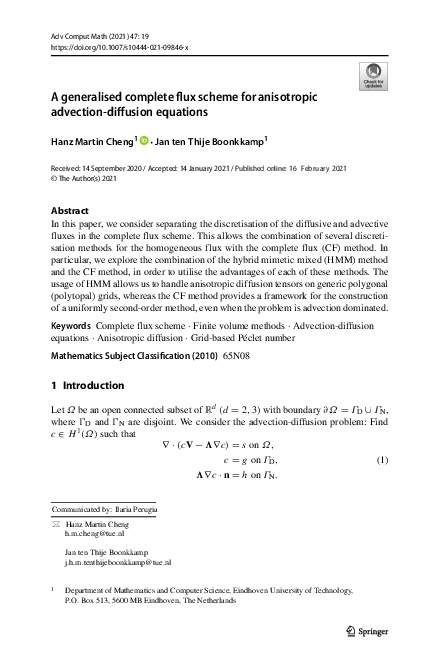 (PDF) A generalised complete flux scheme for anisotropic advection-diffusion equations