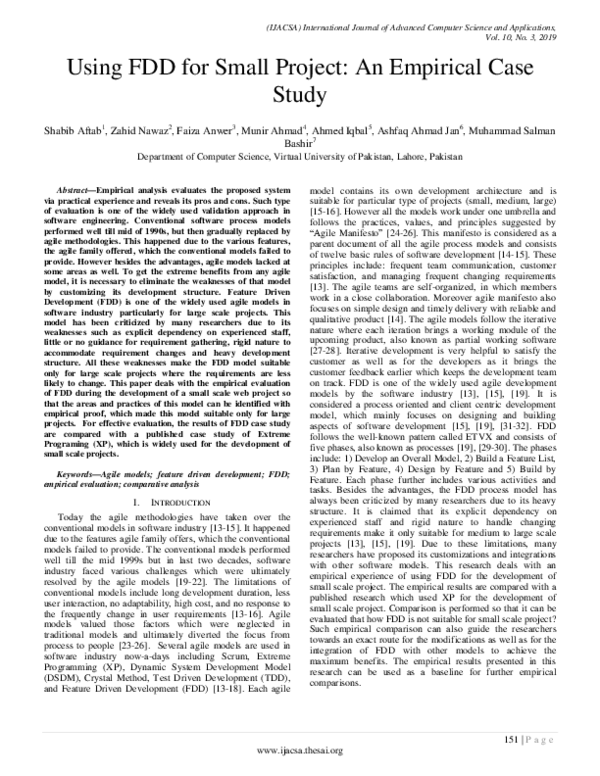 (PDF) Using FDD for Small Project: An Empirical Case Study | Faiza ...