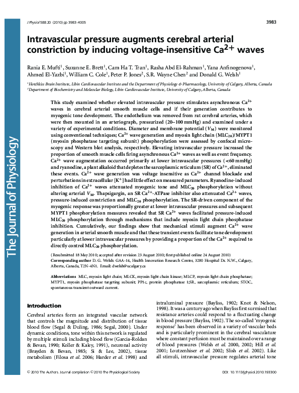 (PDF) Intravascular pressure augments cerebral arterial constriction by ...