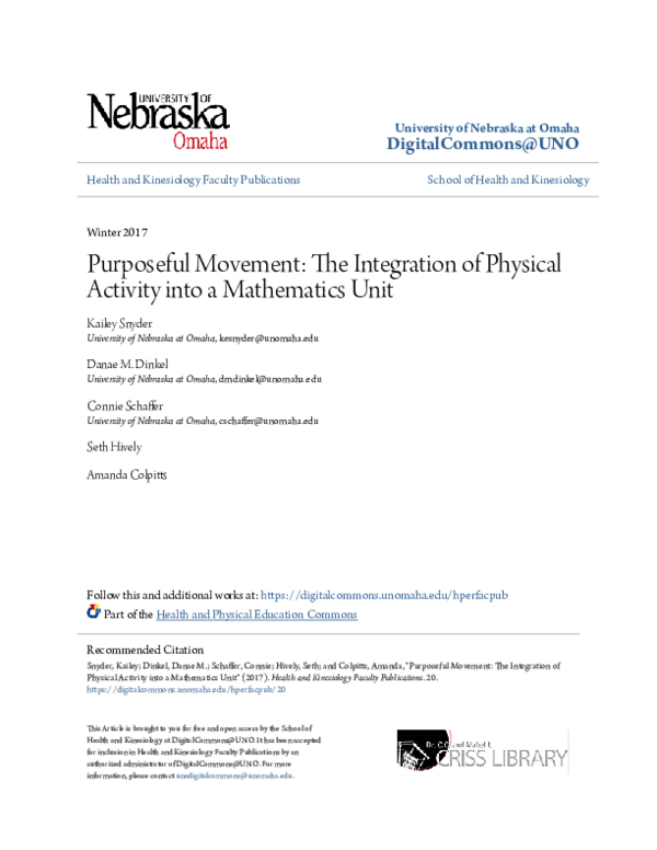 (PDF) Purposeful Movement: The Integration of Physical Activity into a ...