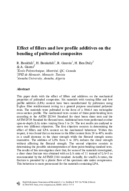 (PDF) Effect Of Fillers And Low Profile Additives On TheBending Of ...