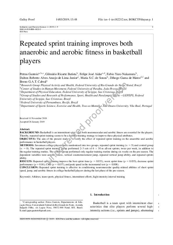 (PDF) Repeated sprint training improves both anaerobic and aerobic fitness in basketball players