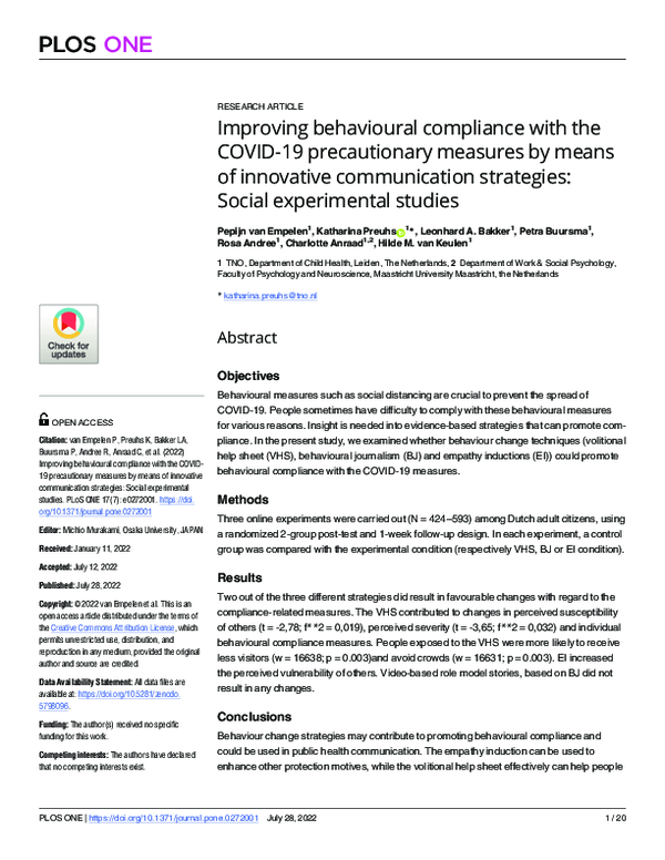 (PDF) Improving behavioural compliance with the COVID-19 precautionary ...