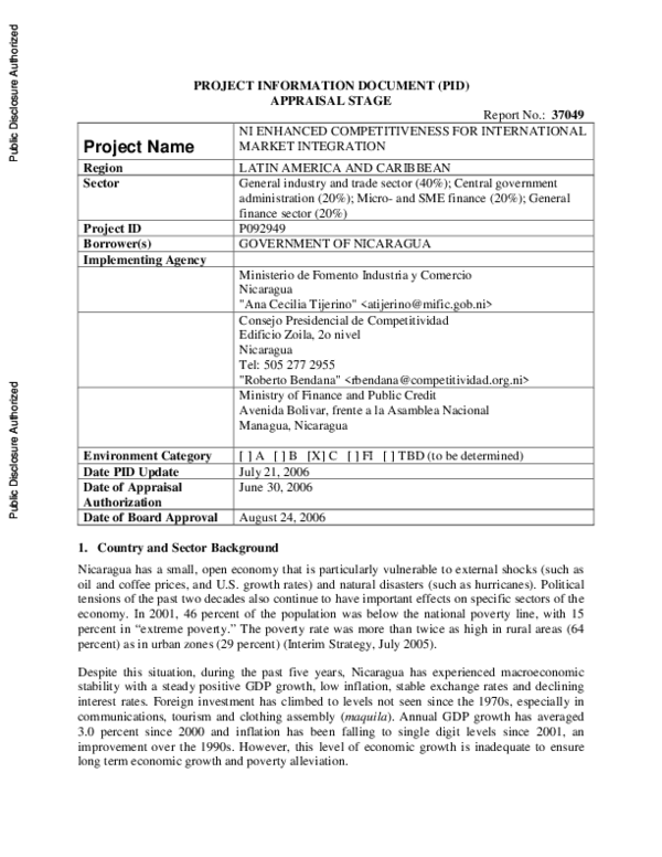 (PDF) Project Information Document (Pid) Appraisal Stage