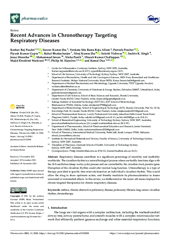 (PDF) Recent Advances in Chronotherapy Targeting Respiratory Diseases ...