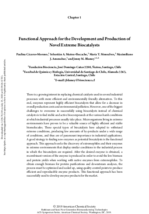 (PDF) Functional Approach for the Development and Production of Novel Extreme Biocatalysts