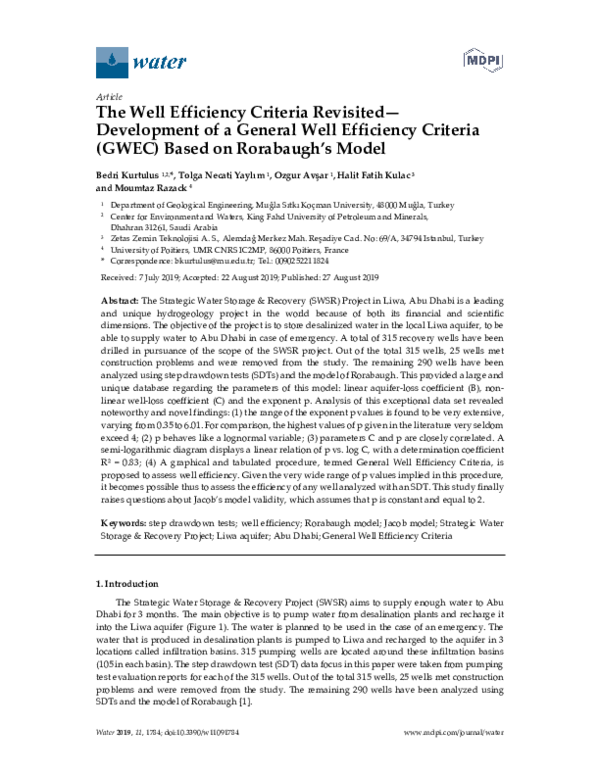 (PDF) The Well Efficiency Criteria Revisited—Development of a General ...