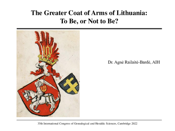 (PDF) The Greater Coat of Arms of Lithuania: To Be, or Not to Be?
