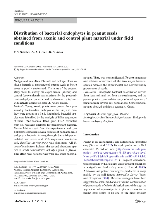 (PDF) Distribution of bacterial endophytes in peanut seeds obtained ...