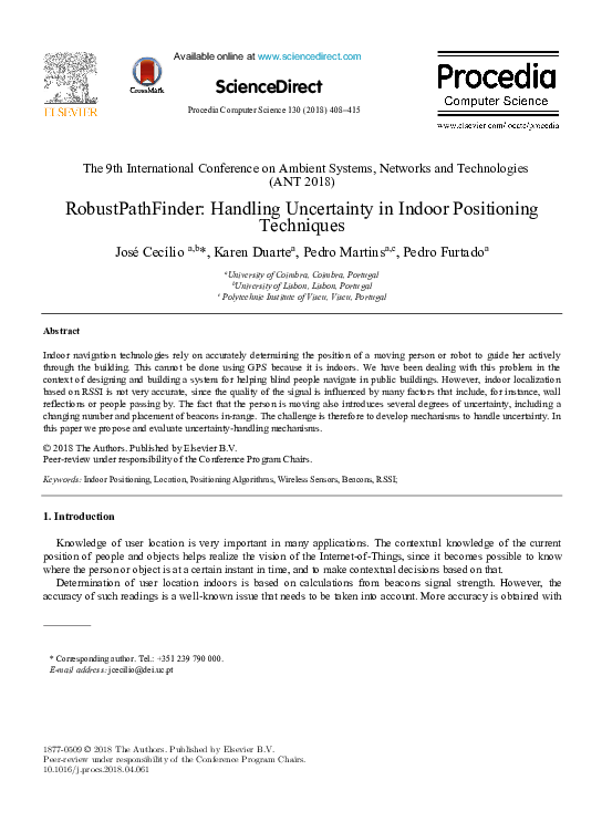 (PDF) RobustPathFinder: Handling Uncertainty in Indoor Positioning ...