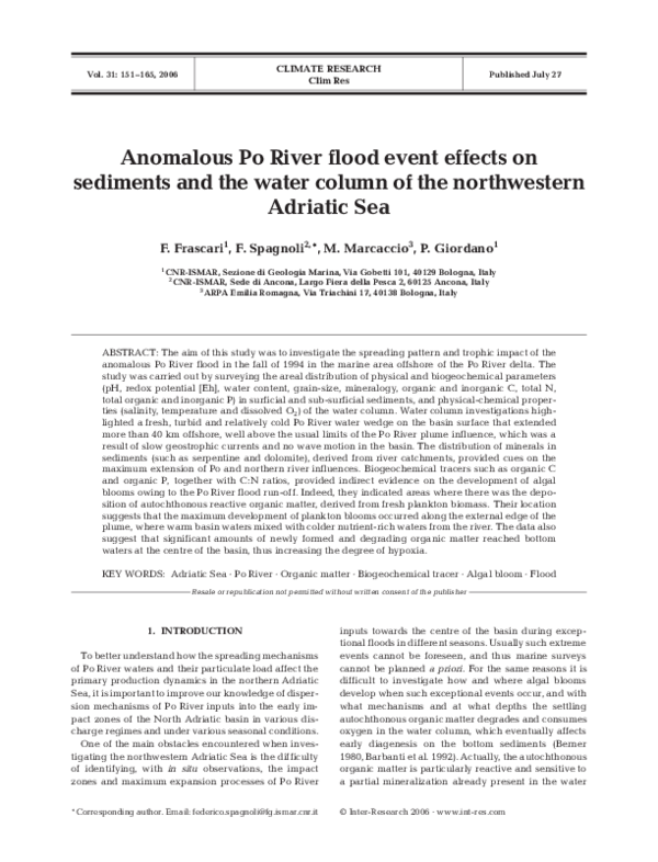 (PDF) Anomalous Po River flood event effects on sediments and the water ...
