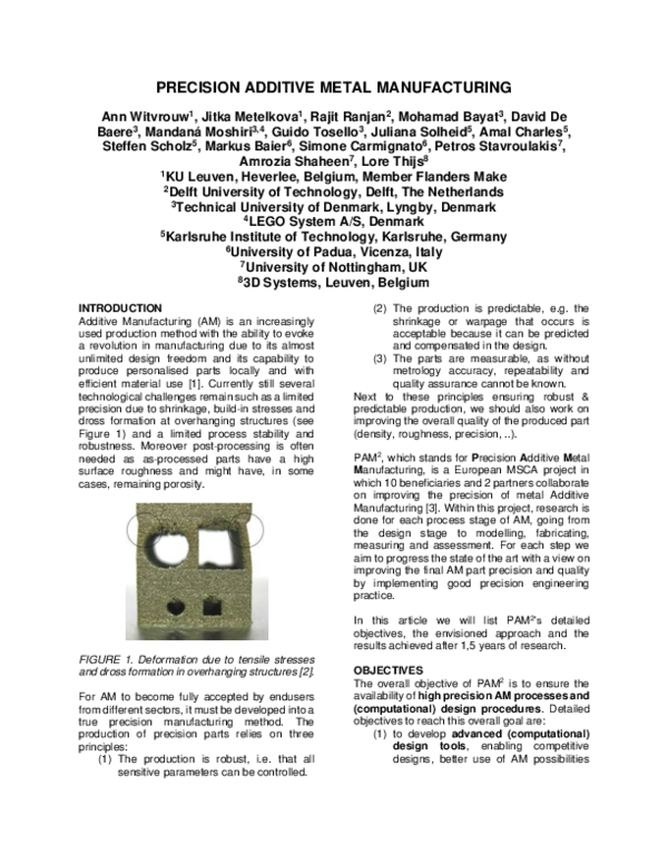 (PDF) Precision additive metal manufacturing
