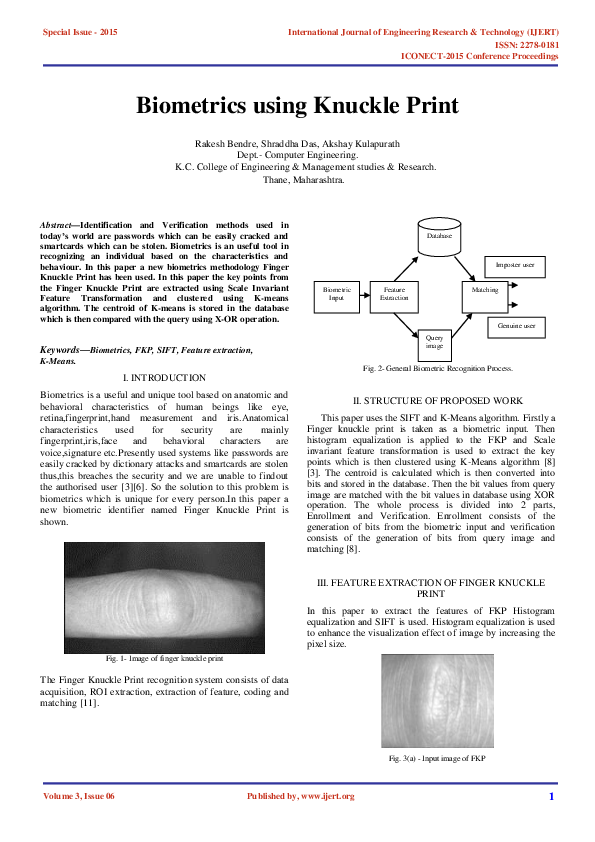 (PDF) Biometrics using Knuckle Print | Shraddha das - Academia.edu