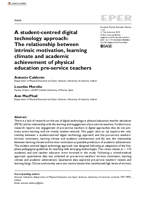 (PDF) A student-centred digital technology approach: The relationship ...