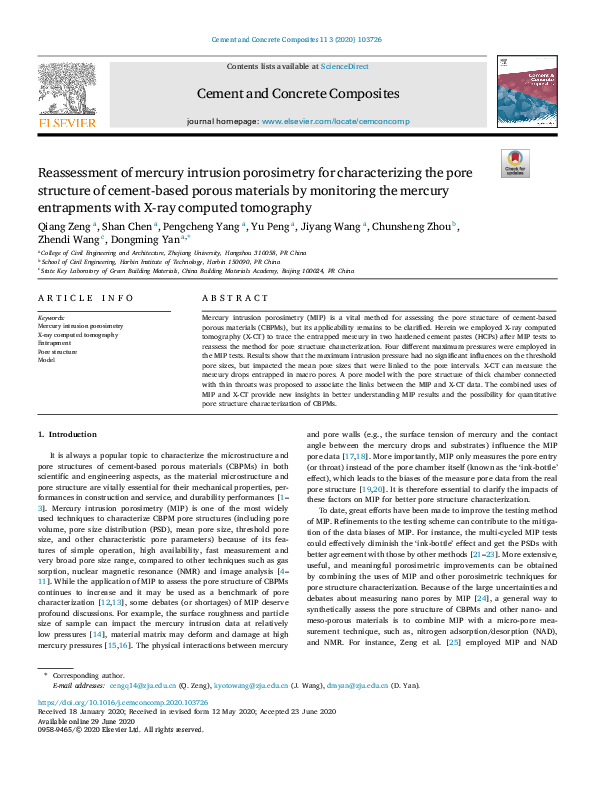 (PDF) Reassessment of mercury intrusion porosimetry for characterizing ...