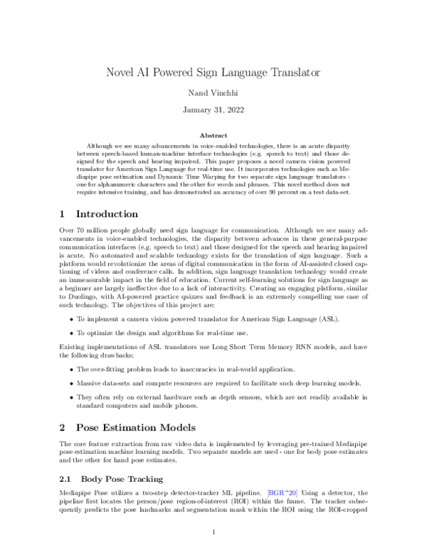 (PDF) Novel AI Powered Sign Language Translator