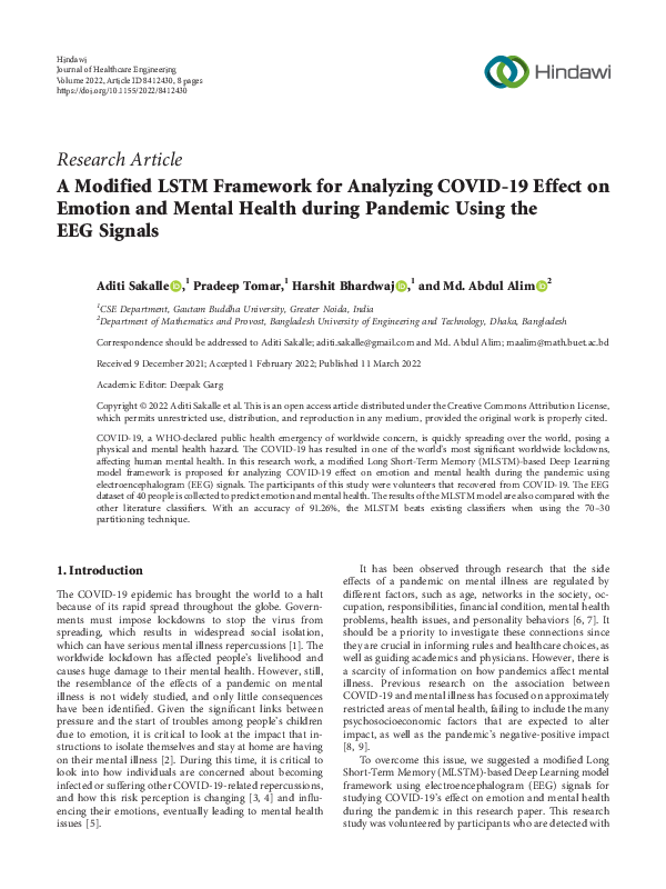 (PDF) A Modified LSTM Framework for Analyzing COVID-19 Effect on Emotion and Mental Health ...