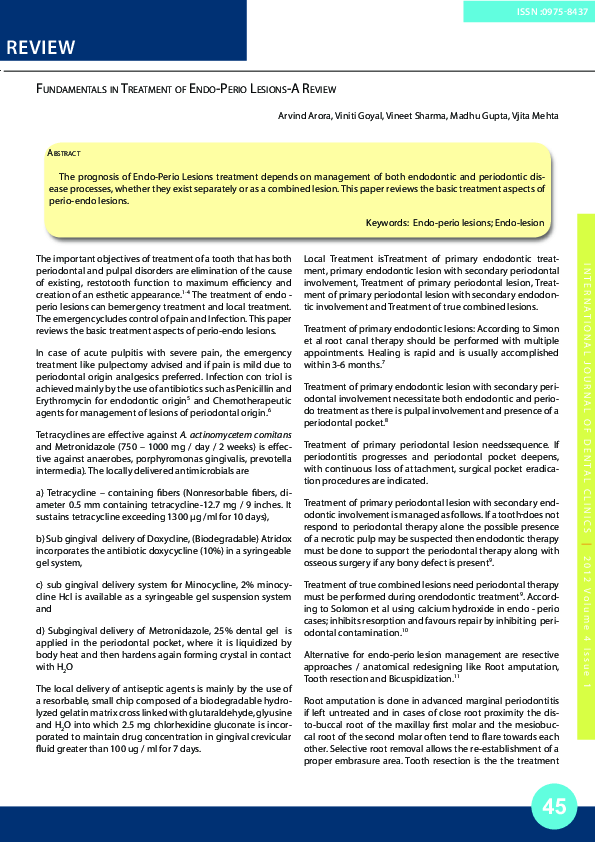 (PDF) Review article fundamentals of treatment of endo perio lesion
