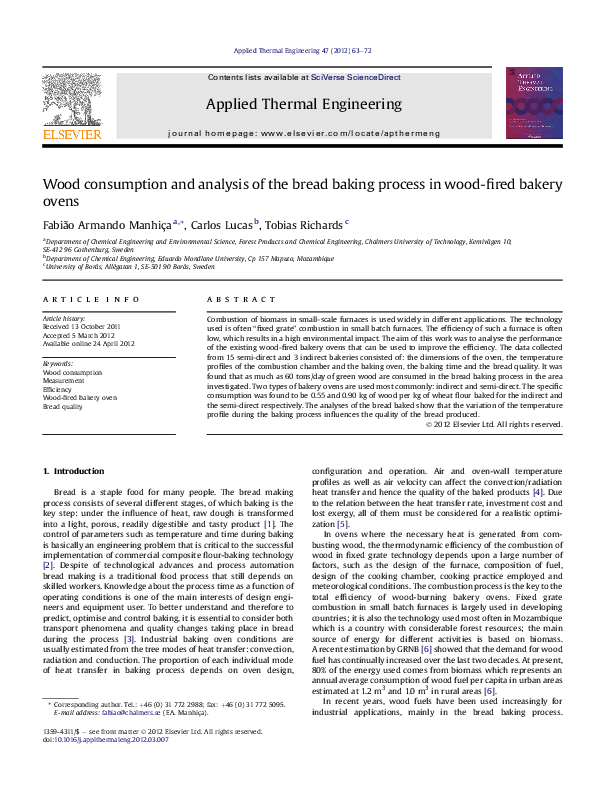(PDF) Wood consumption and analysis of the bread baking process in wood ...