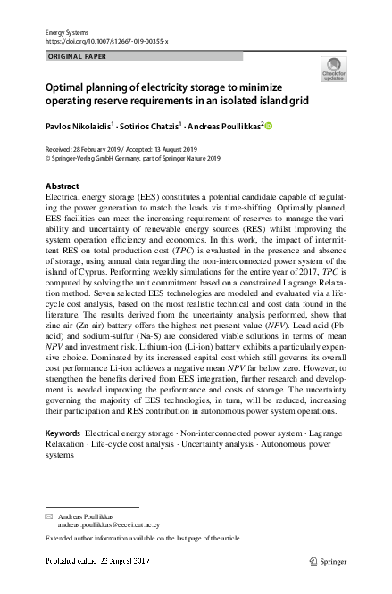 (PDF) Optimal planning of electricity storage to minimize operating reserve requirements in an ...
