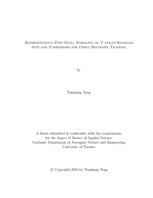 (PDF) Representative Post-Stall Modeling of T-tail Regional Jet and ...
