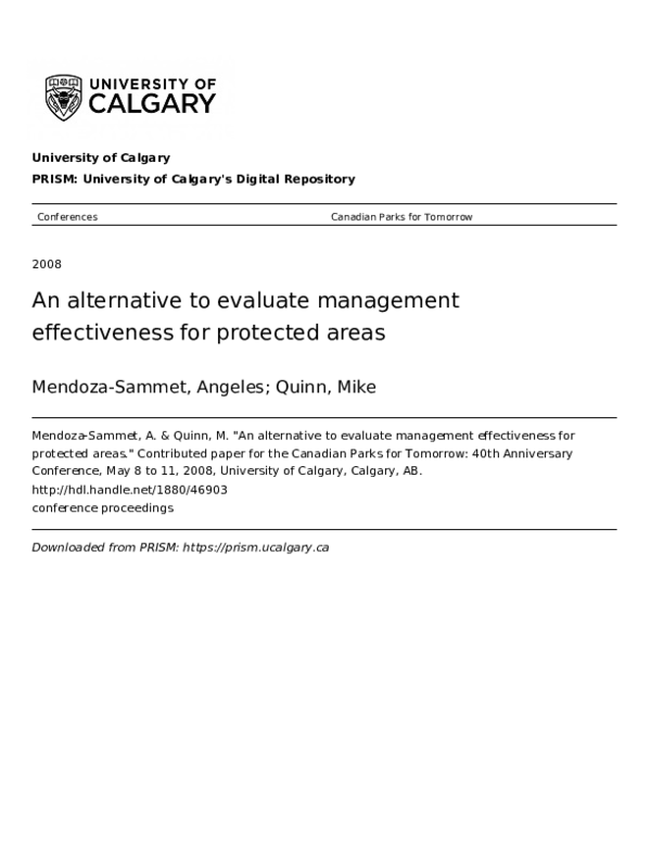 (PDF) An alternative to evaluate management effectiveness for protected areas